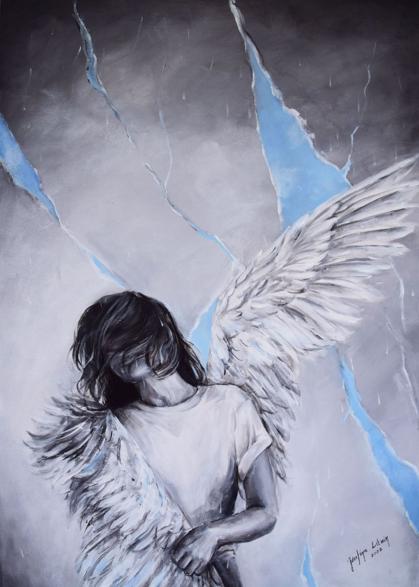 'ANGEL acrylic painting' Poster, picture, metal print, paint by ...