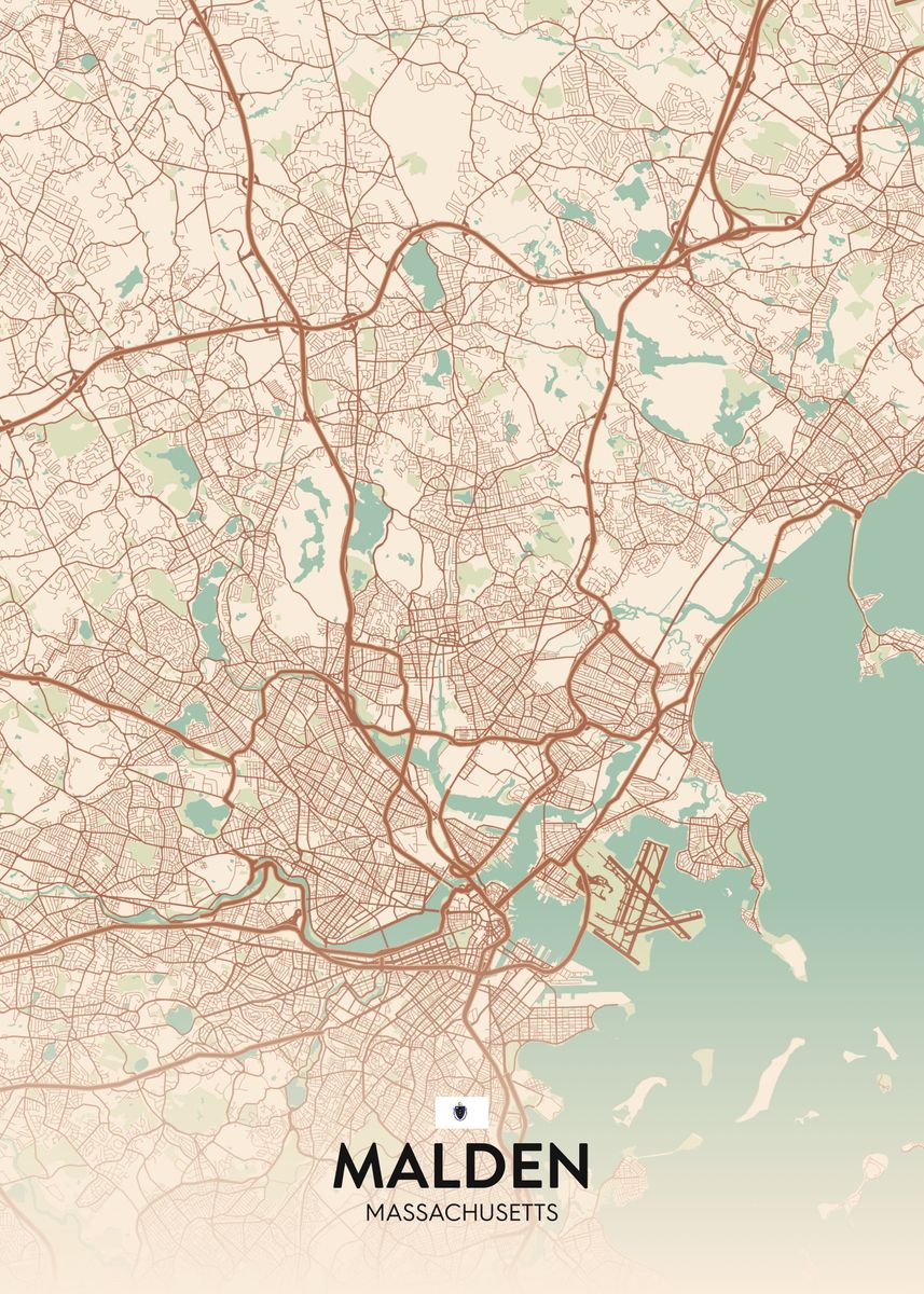 'Malden MA' Poster, picture, metal print, paint by IMR Designs | Displate