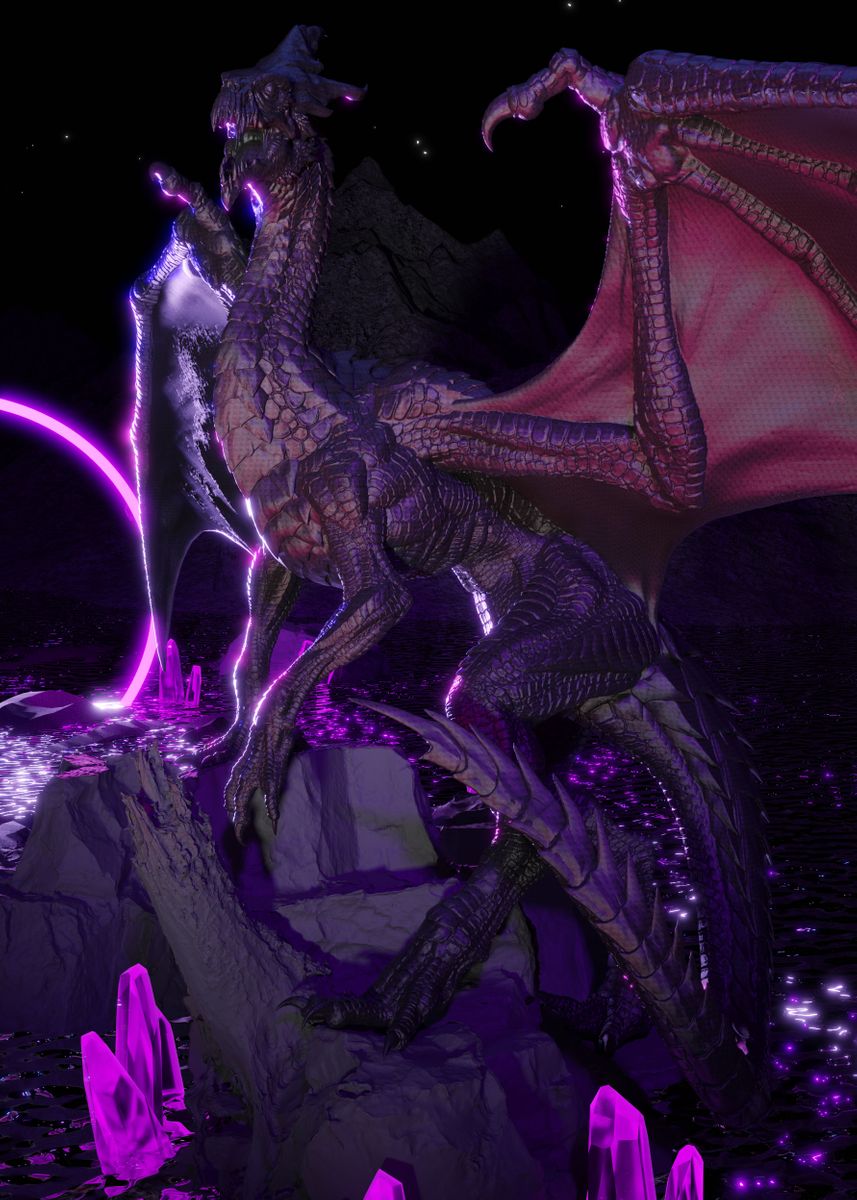 'Dragon guards the port' Poster, picture, metal print, paint by ...