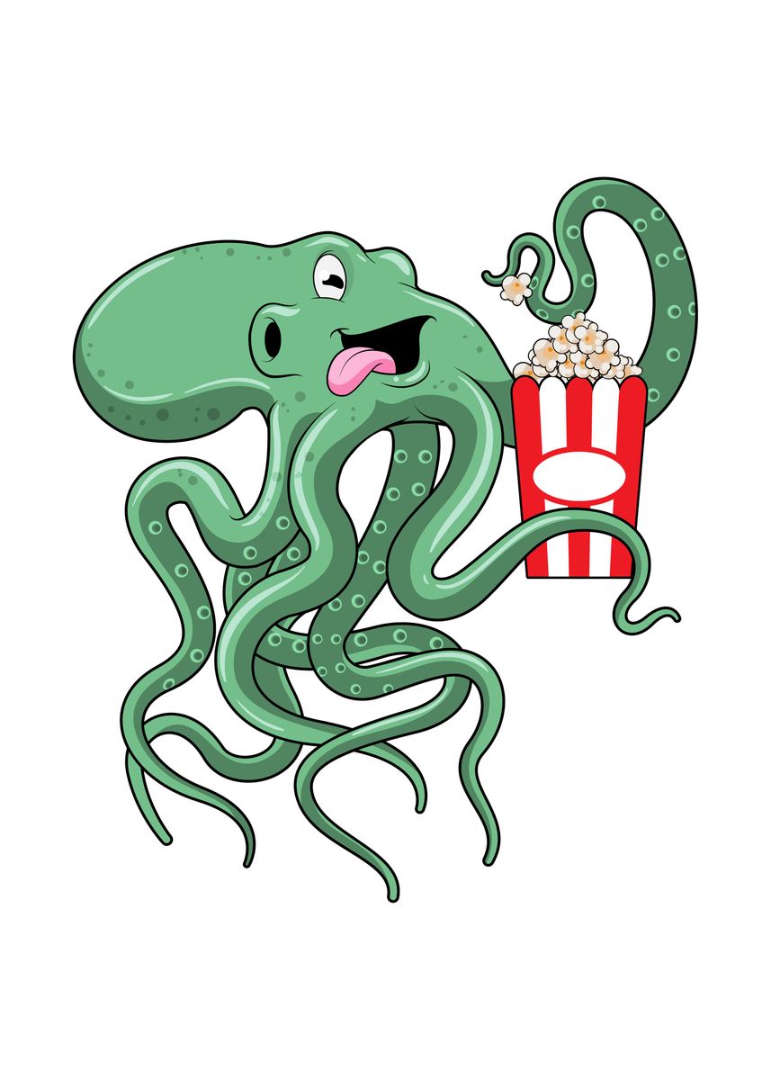 'Octopus Popcorn ' Poster, picture, metal print, paint by Markus ...