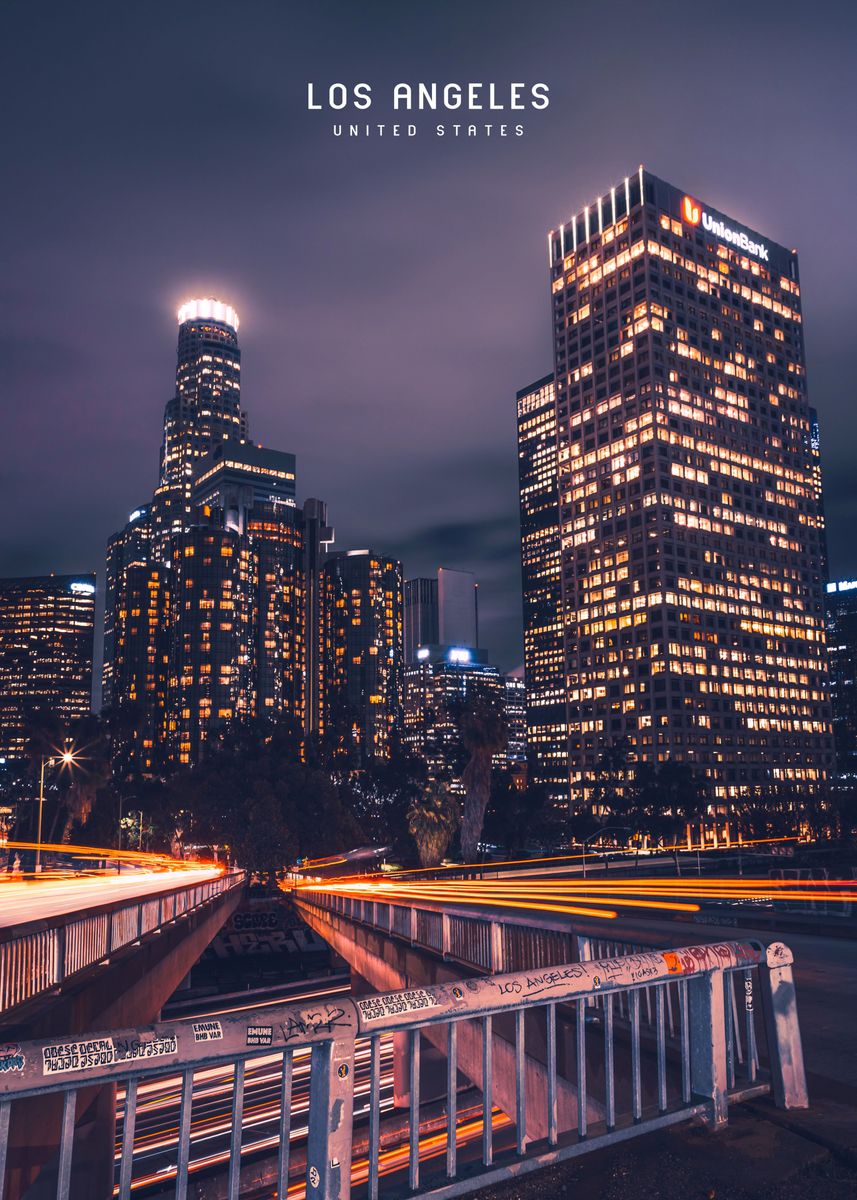 'Los Angeles ' Poster, picture, metal print, paint by Explore Universe ...