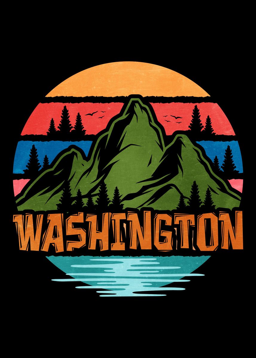 'Cool Washington State' Poster, picture, metal print, paint by Hexor ...