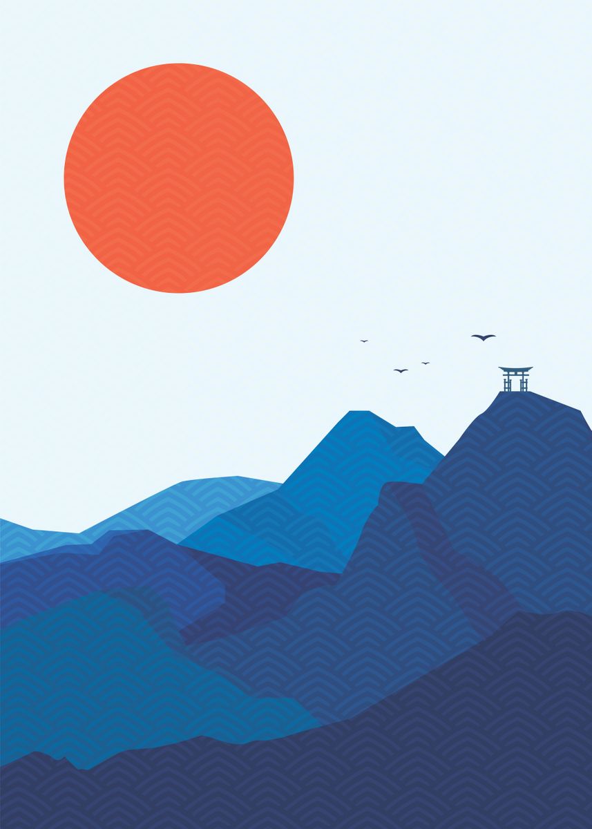 'Japan Rising Sun' Poster, picture, metal print, paint by Sameeha Ahmed ...