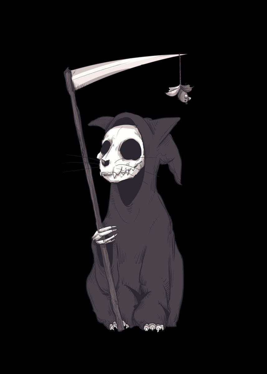 'Cat Reaper' Poster, picture, metal print, paint by LVB Art | Displate