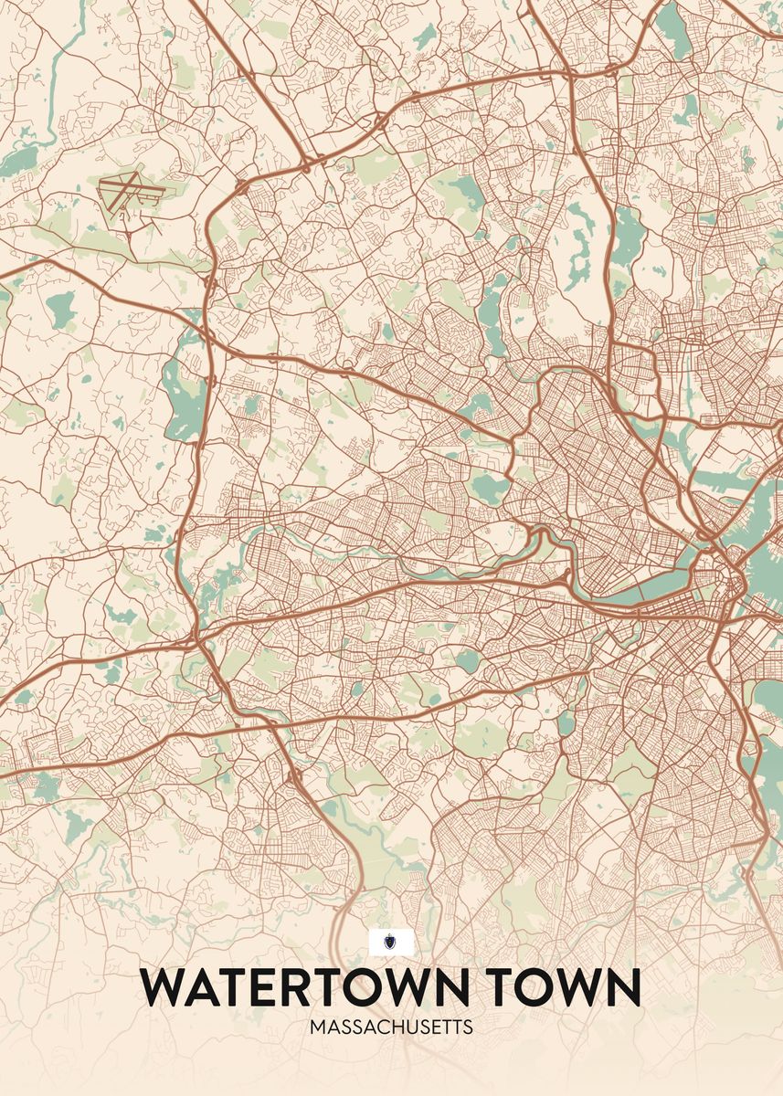 'Watertown Town MA' Poster, picture, metal print, paint by IMR Designs ...