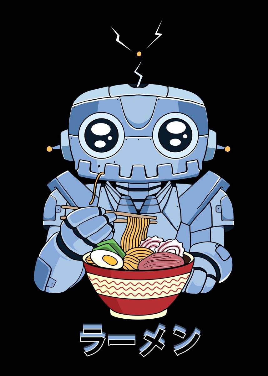'Cyborg Robot Ramen Noodles' Poster by AestheticAlex | Displate