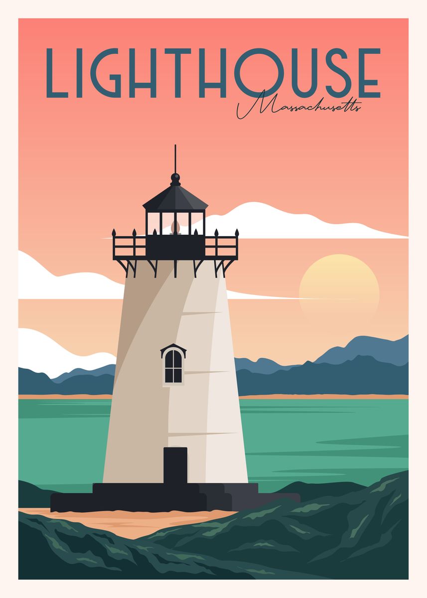 'Lighthouse Coast Summer' Poster, picture, metal print, paint by ...