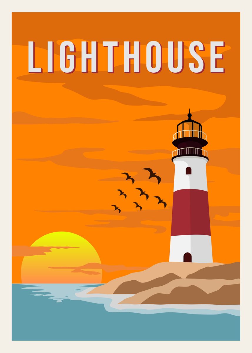 'Lighthouse Coast Summer' Poster, picture, metal print, paint by ...