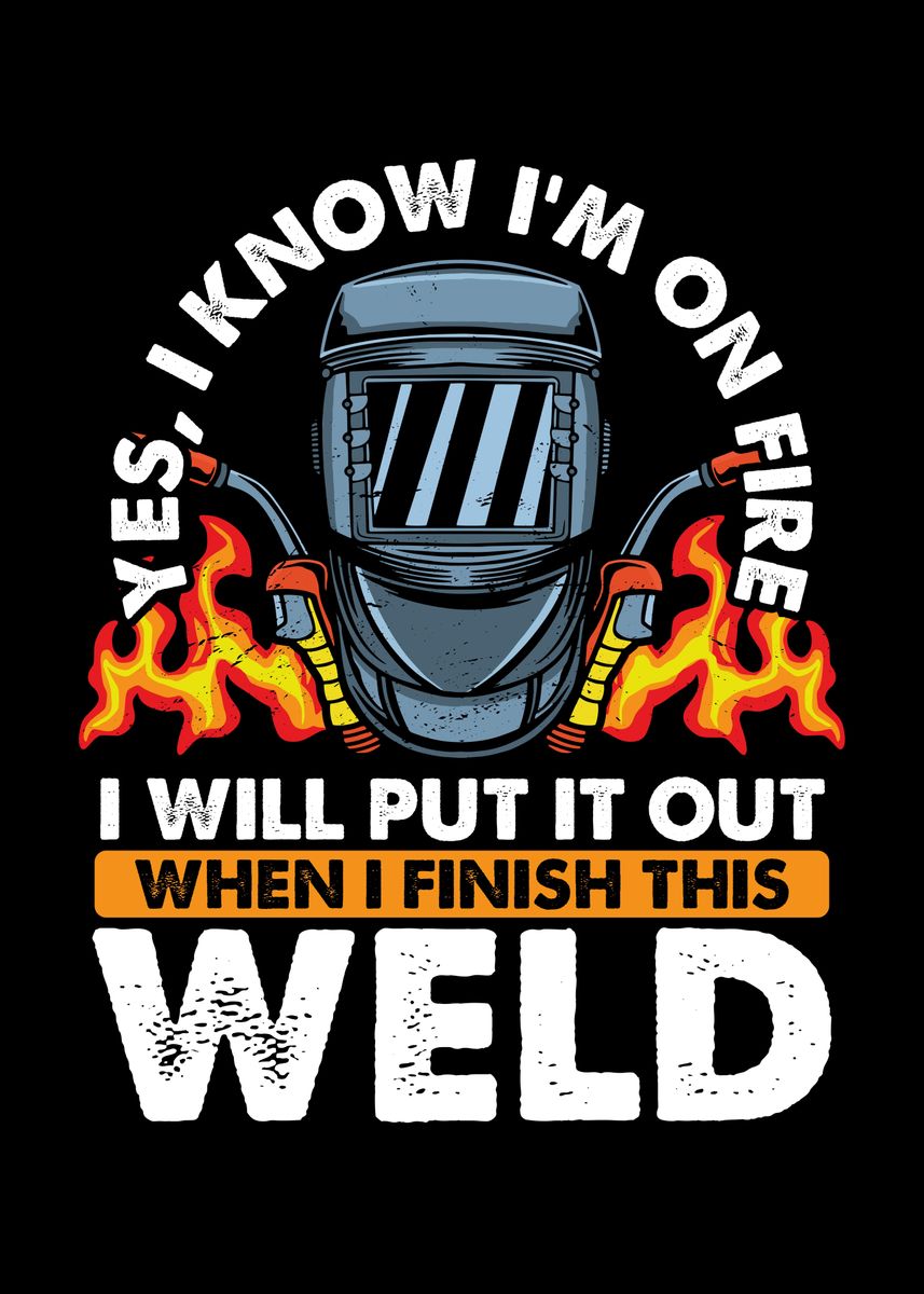'Welder helmet on fire' Poster by BeMi | Displate