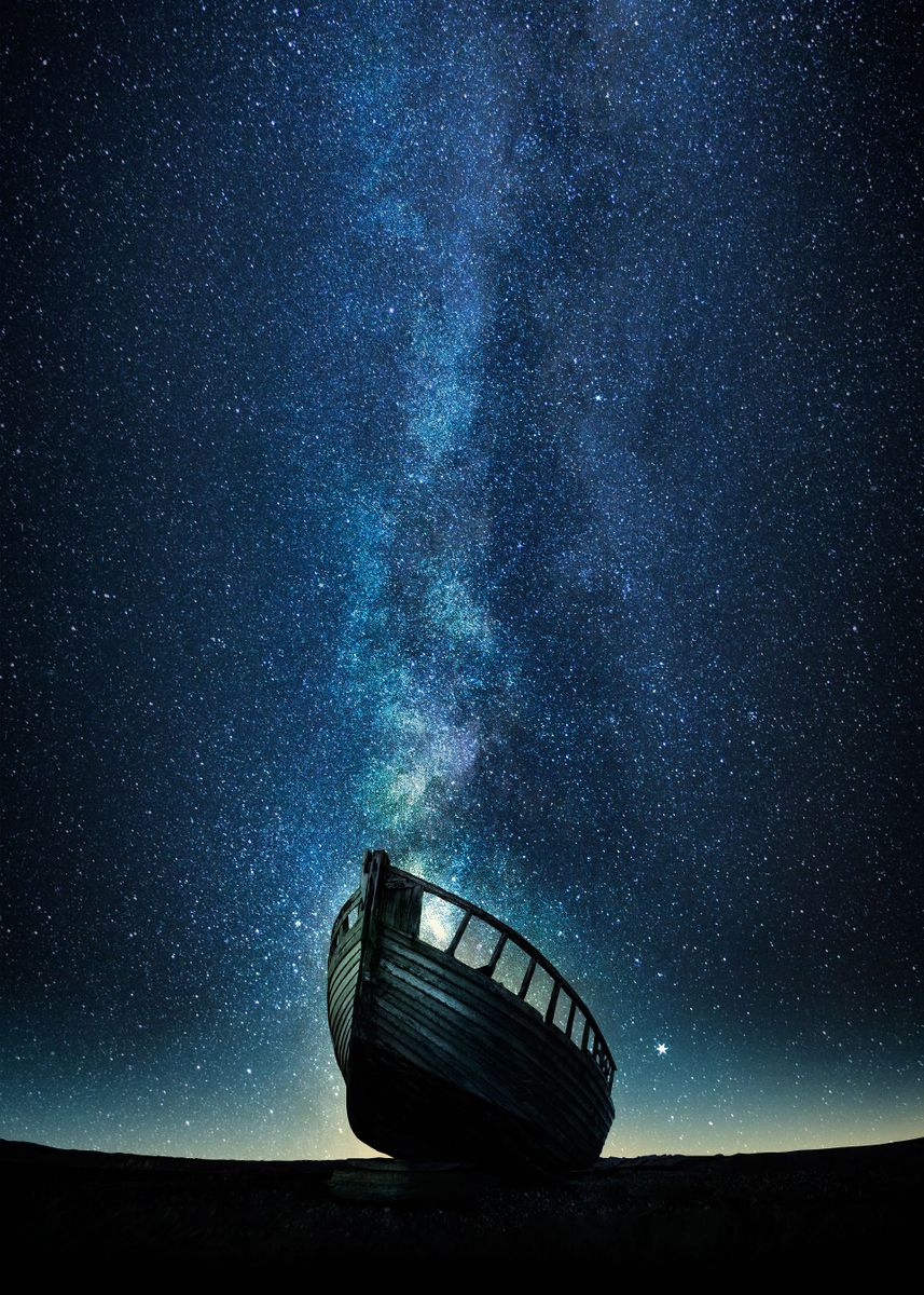 'Cosmic boat ' Poster, picture, metal print, paint by MCAshe Art | Displate