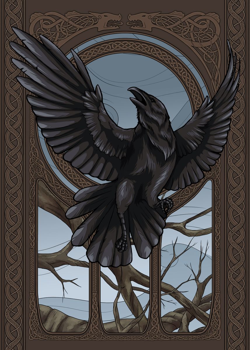 'Hugin' Poster, picture, metal print, paint by AniaArt | Displate