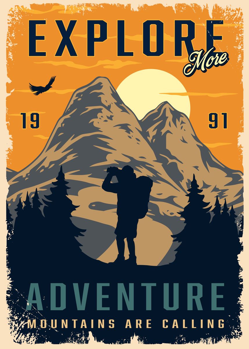 'Explore More Adventure' Poster, picture, metal print, paint by ...