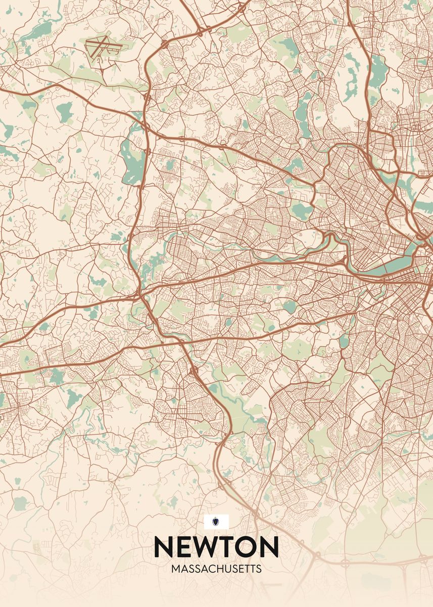 'Newton MA' Poster, picture, metal print, paint by IMR Designs | Displate