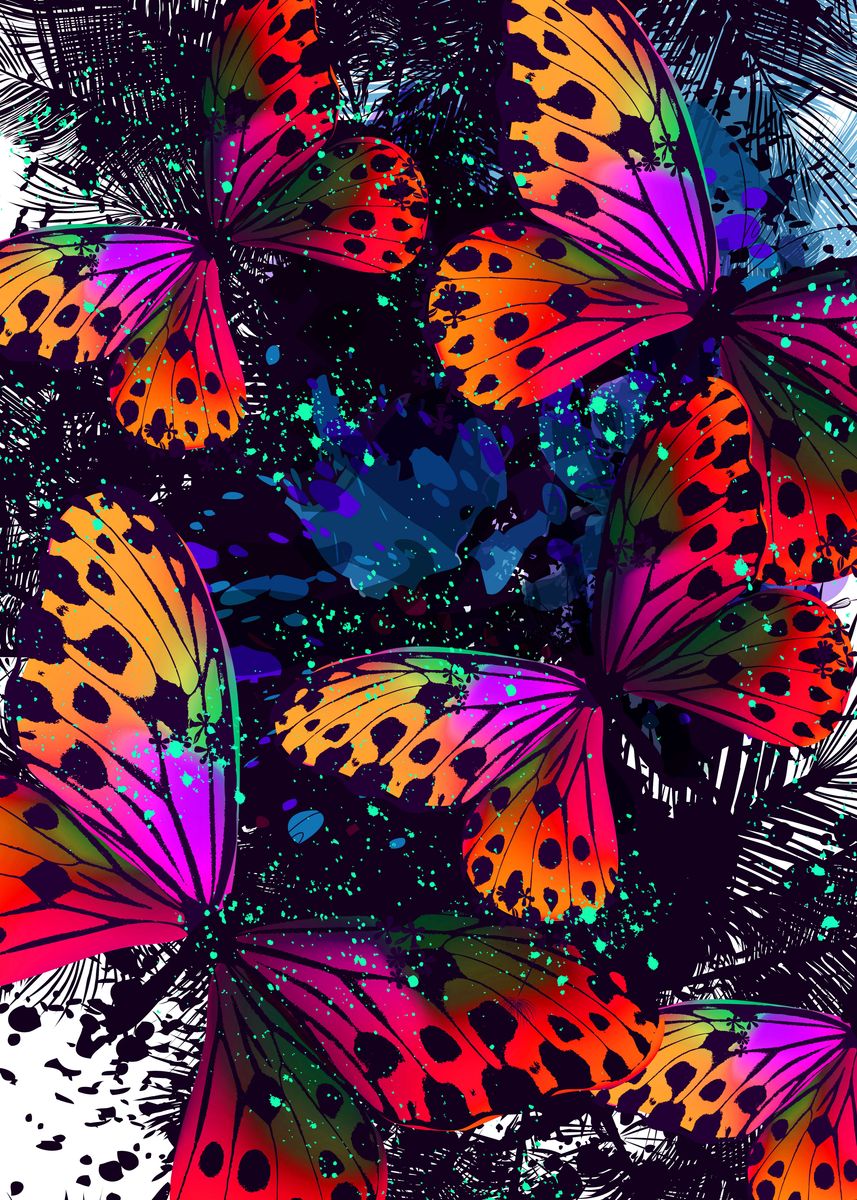'Modern butterflies' Poster, picture, metal print, paint by Haroulita ...