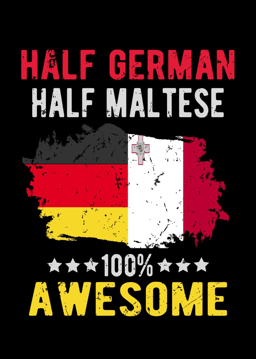 'Half German Half Maltese' Poster, picture, metal print, paint by ...