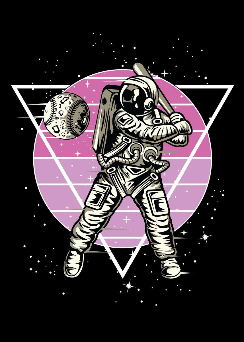 'Baseball Astronaut' Poster by Tom Cage | Displate