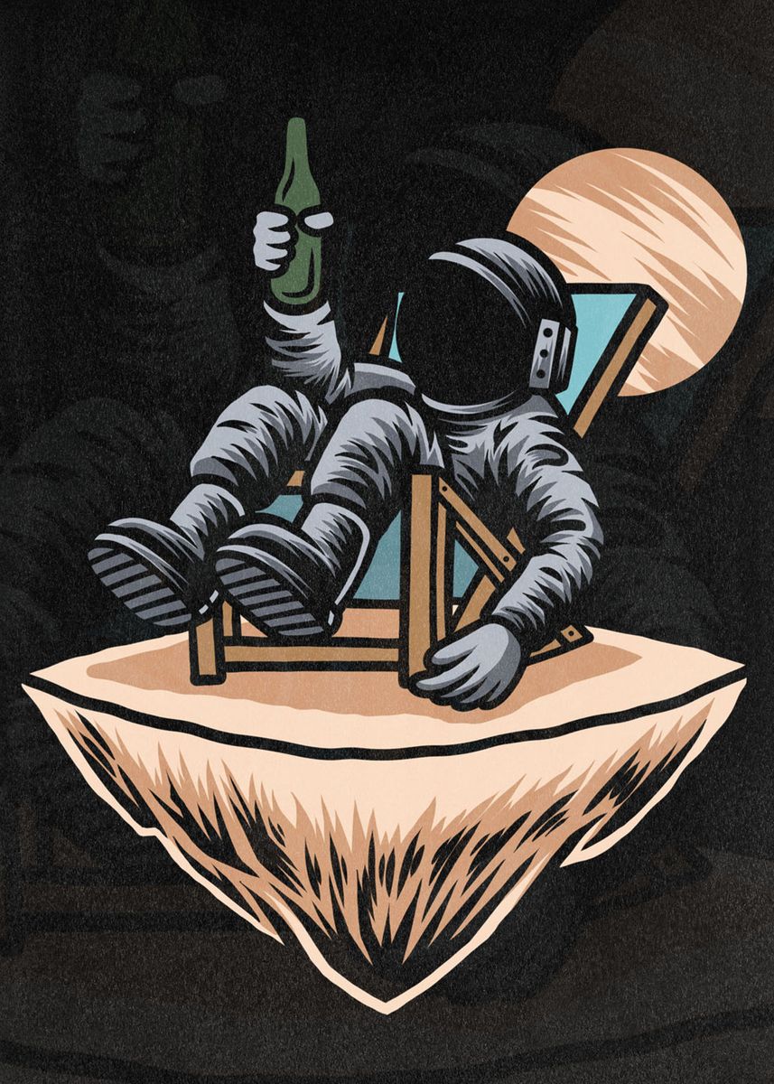 'Astronaut With Beer' Poster, picture, metal print, paint by Tom Cage ...