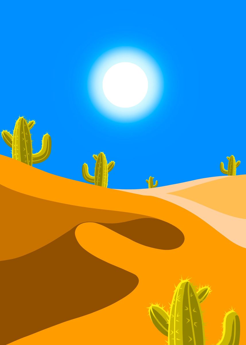 'scorching desert landscape' Poster, picture, metal print, paint by 4 ...