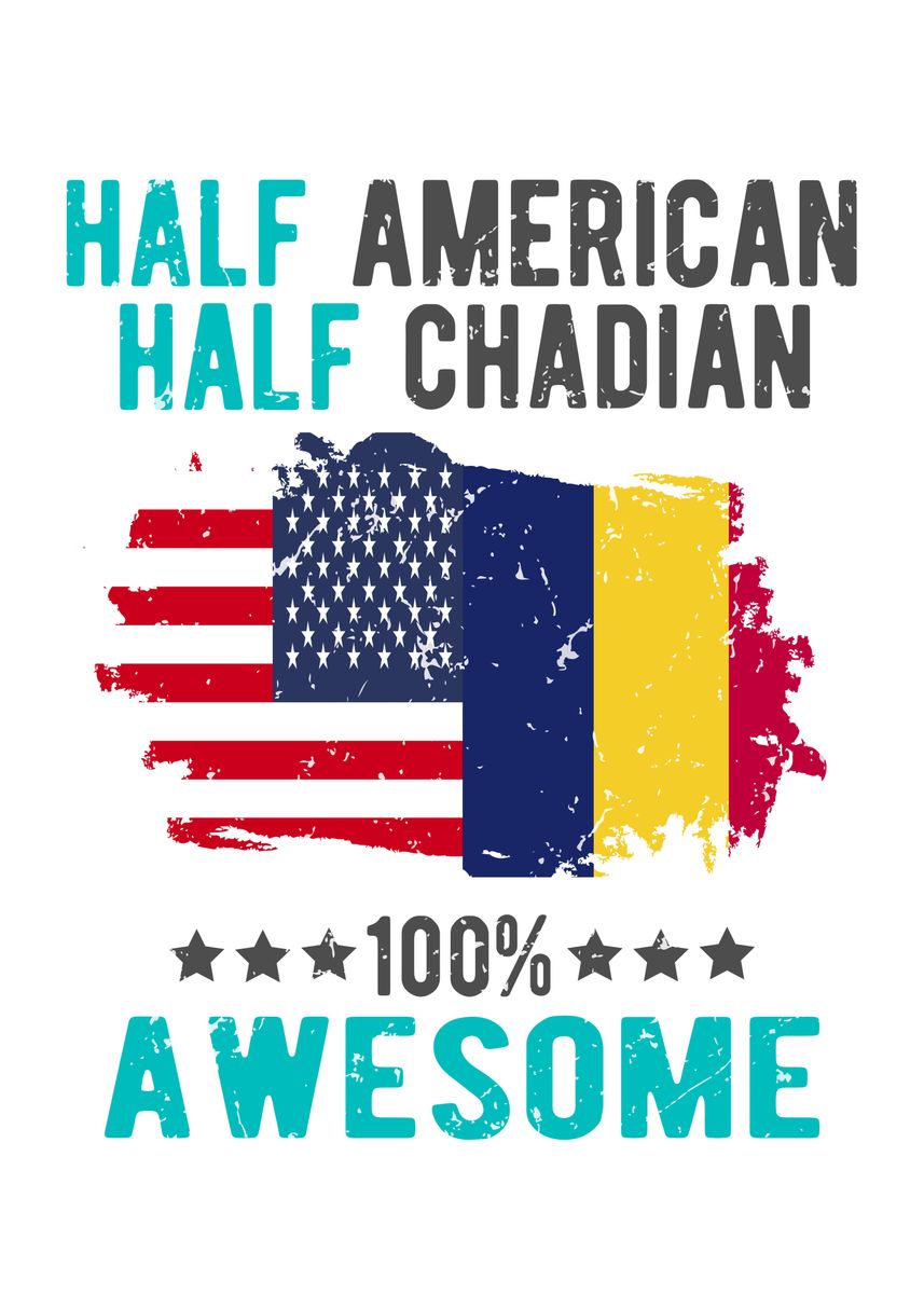 'Half American Half Chadian' Poster, picture, metal print, paint by ...