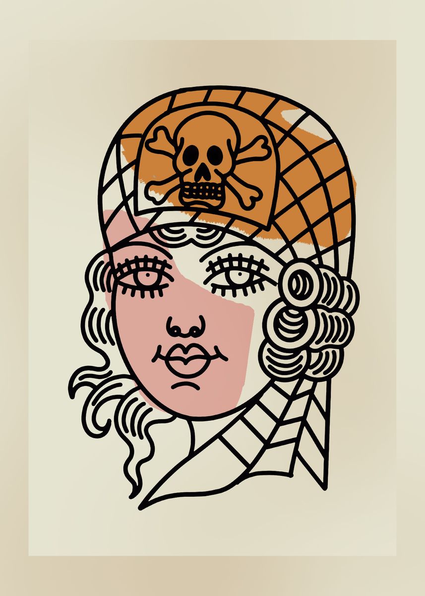 'lady pirate line art' Poster, picture, metal print, paint by Egii Egii ...