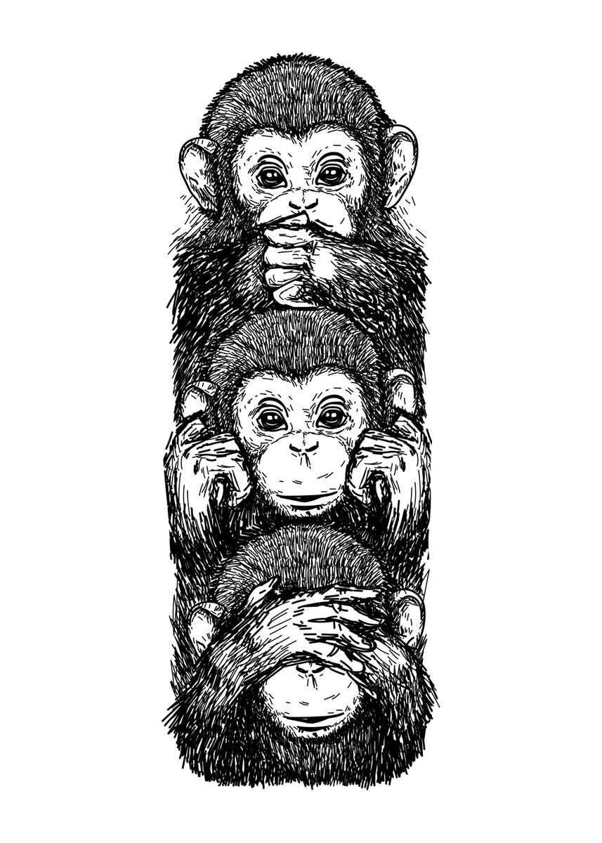 'monkey' Poster, picture, metal print, paint by Robet Erick | Displate