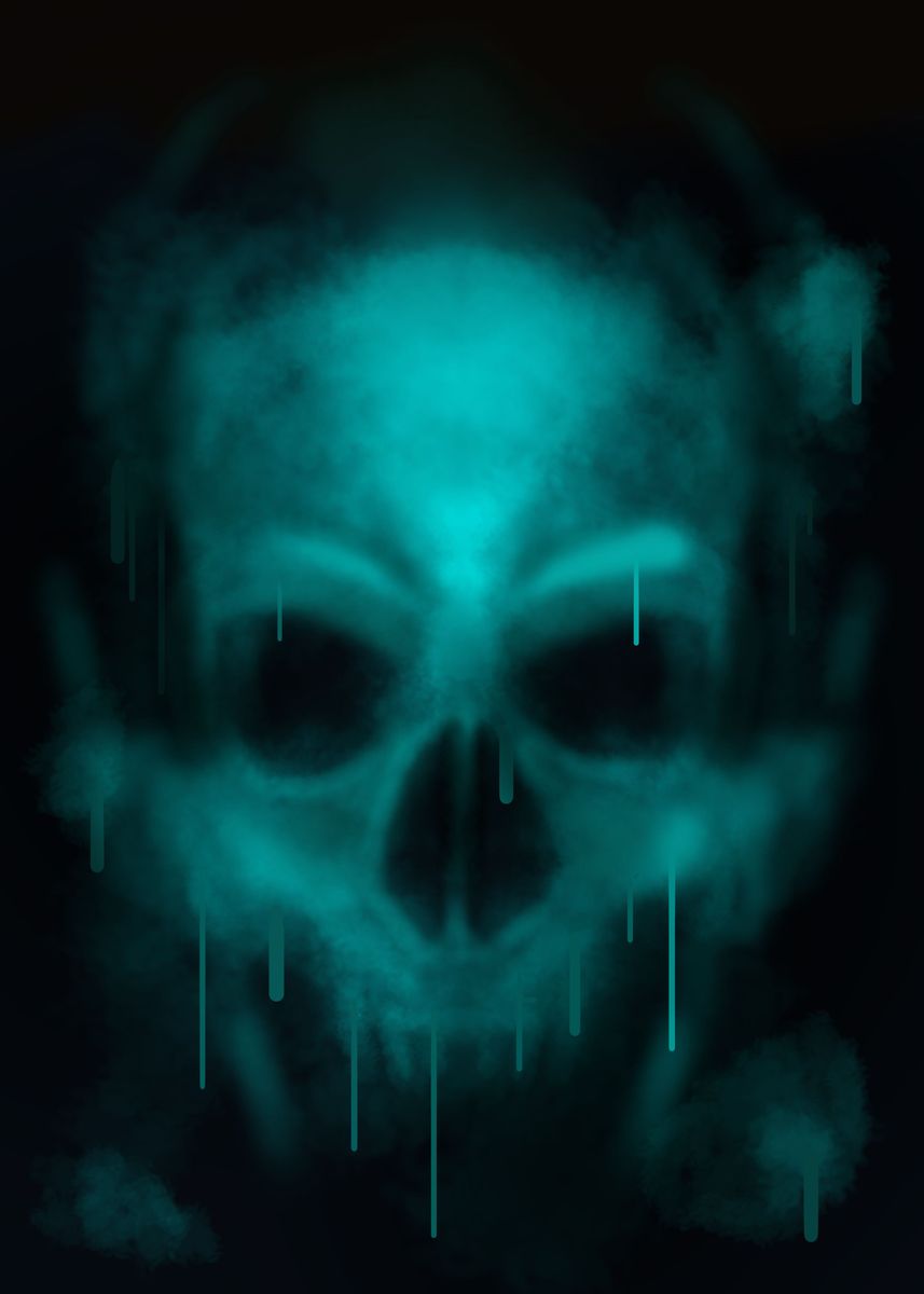 'Blue Spray Skull' Poster, picture, metal print, paint by DynuxART ...