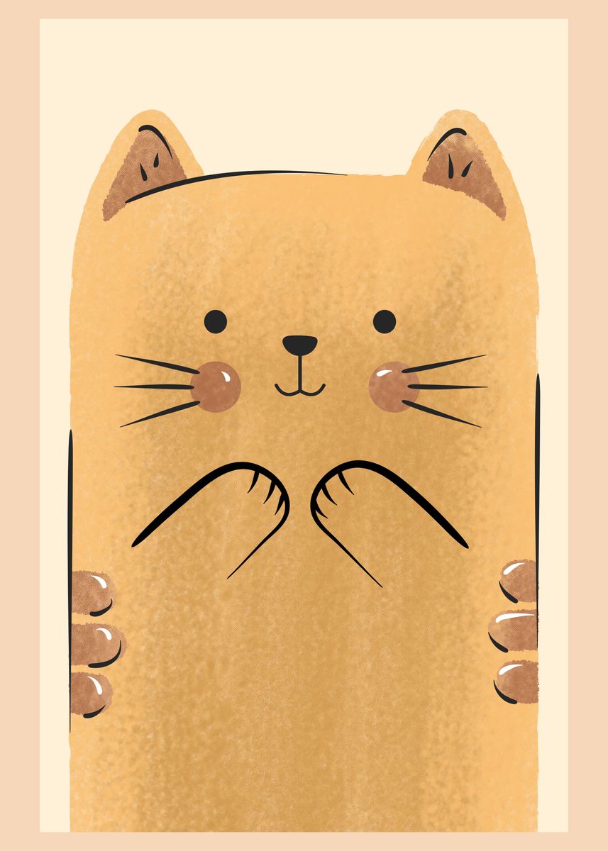 'Cute Cartoon Kitty Cat' Poster, picture, metal print, paint by Oscar ...