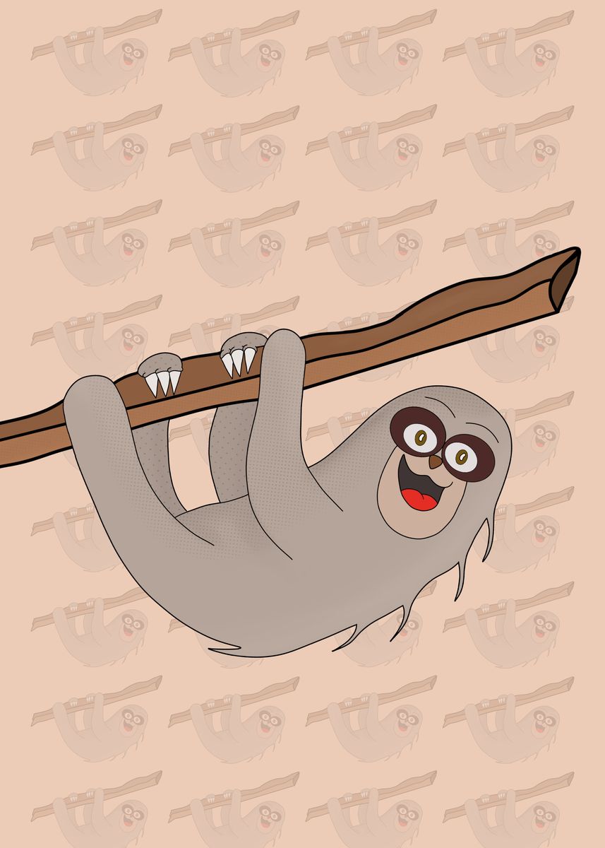 'Hanging Sloth' Poster, picture, metal print, paint by diego carvalho ...
