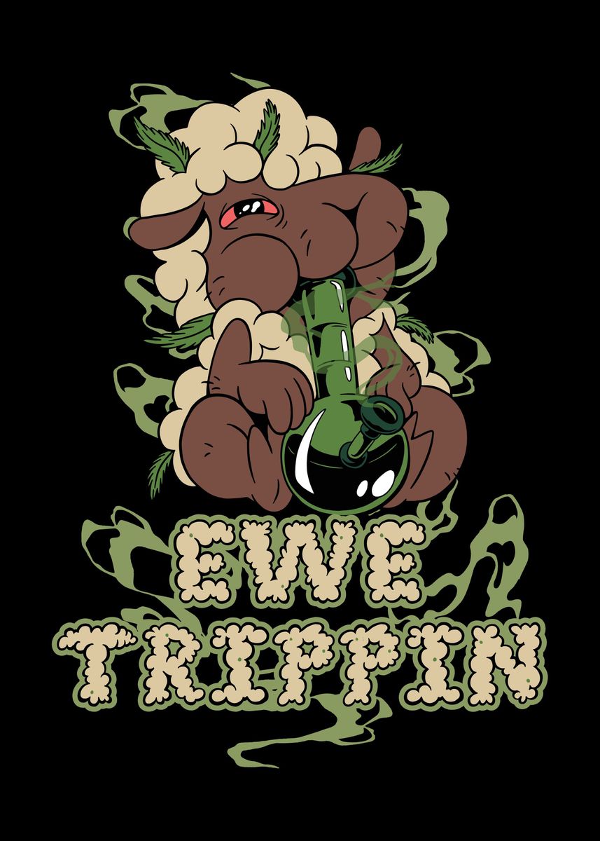 'Ewe Trippin' Poster, picture, metal print, paint by CatRobot | Displate
