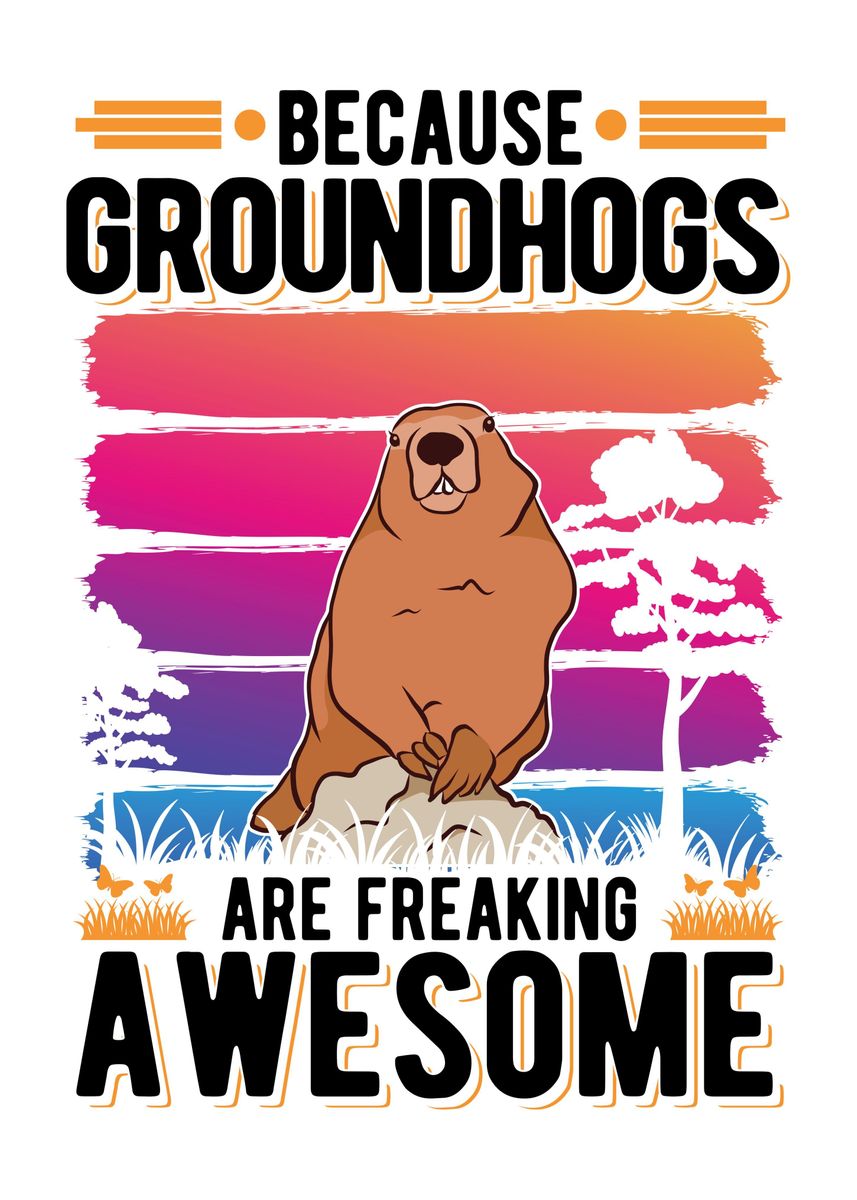 'Groundhog Marmot Woodchuck' Poster, picture, metal print, paint by ...