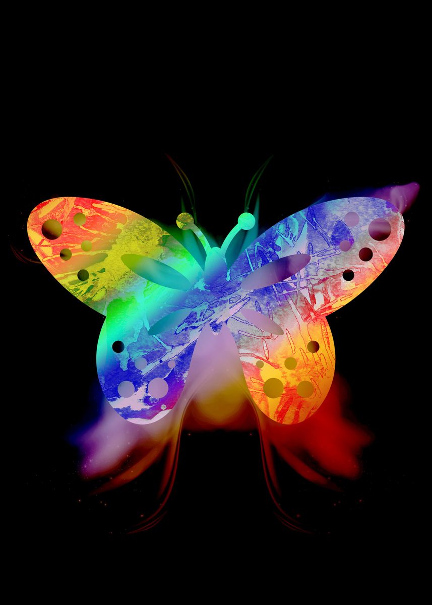 'Color illusion butterfly' Poster, picture, metal print, paint by ...