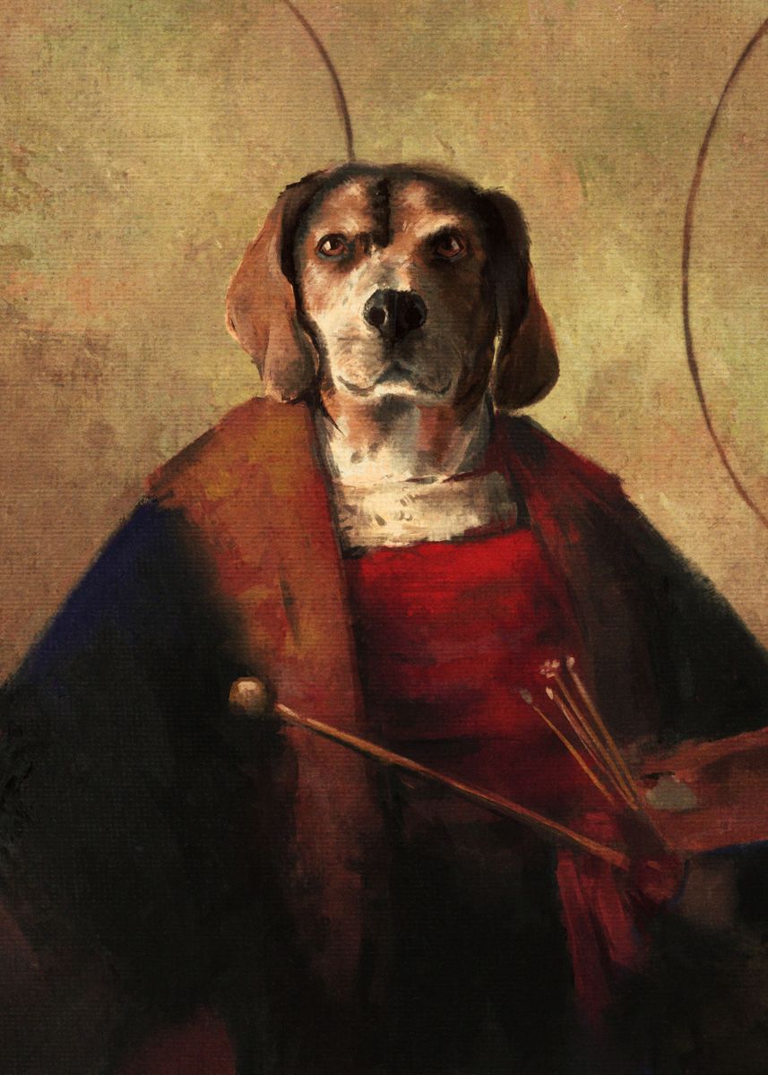 'Self pawtrait with circles' Poster, picture, metal print, paint by Milan Glozic | Displate