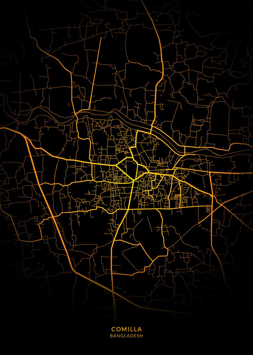 'Comilla City Map Gold' Poster by Trulaf Design | Displate