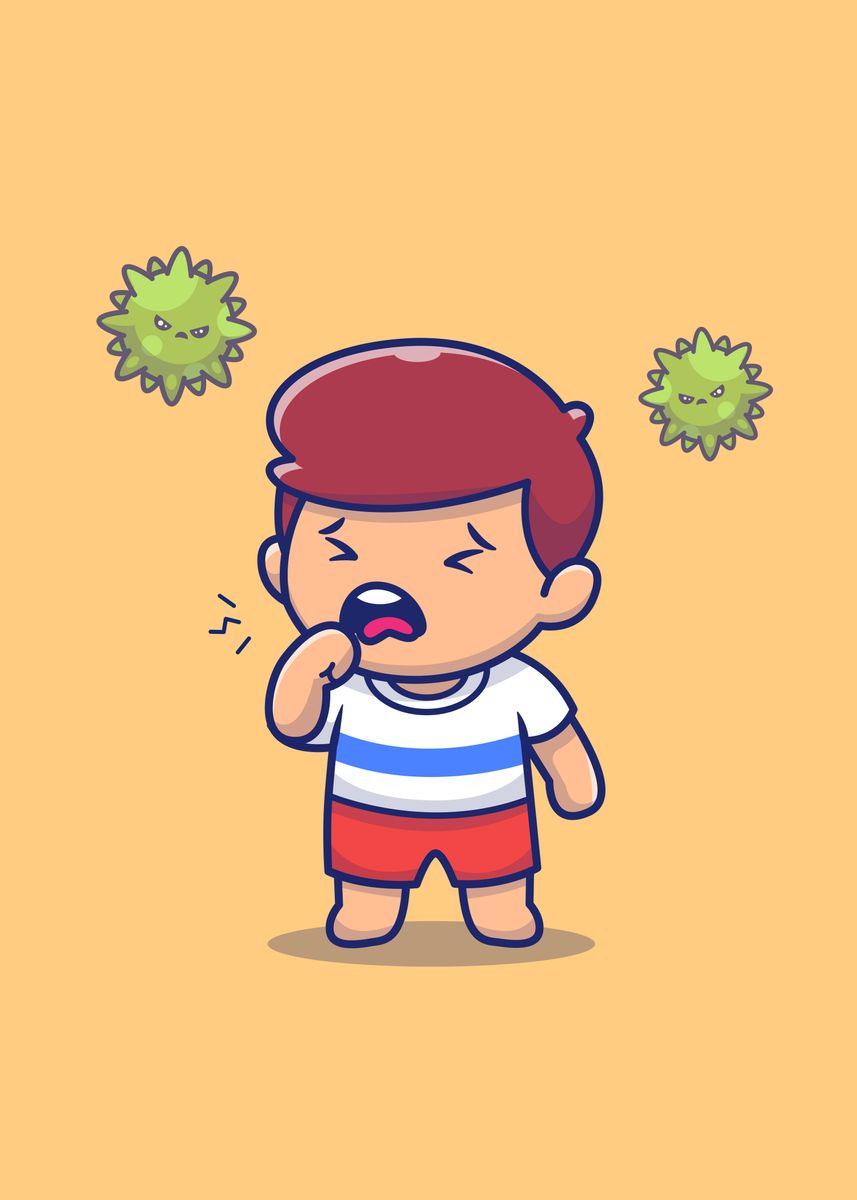 'Cute Boy With Fever ' Poster, picture, metal print, paint by catalyst ...