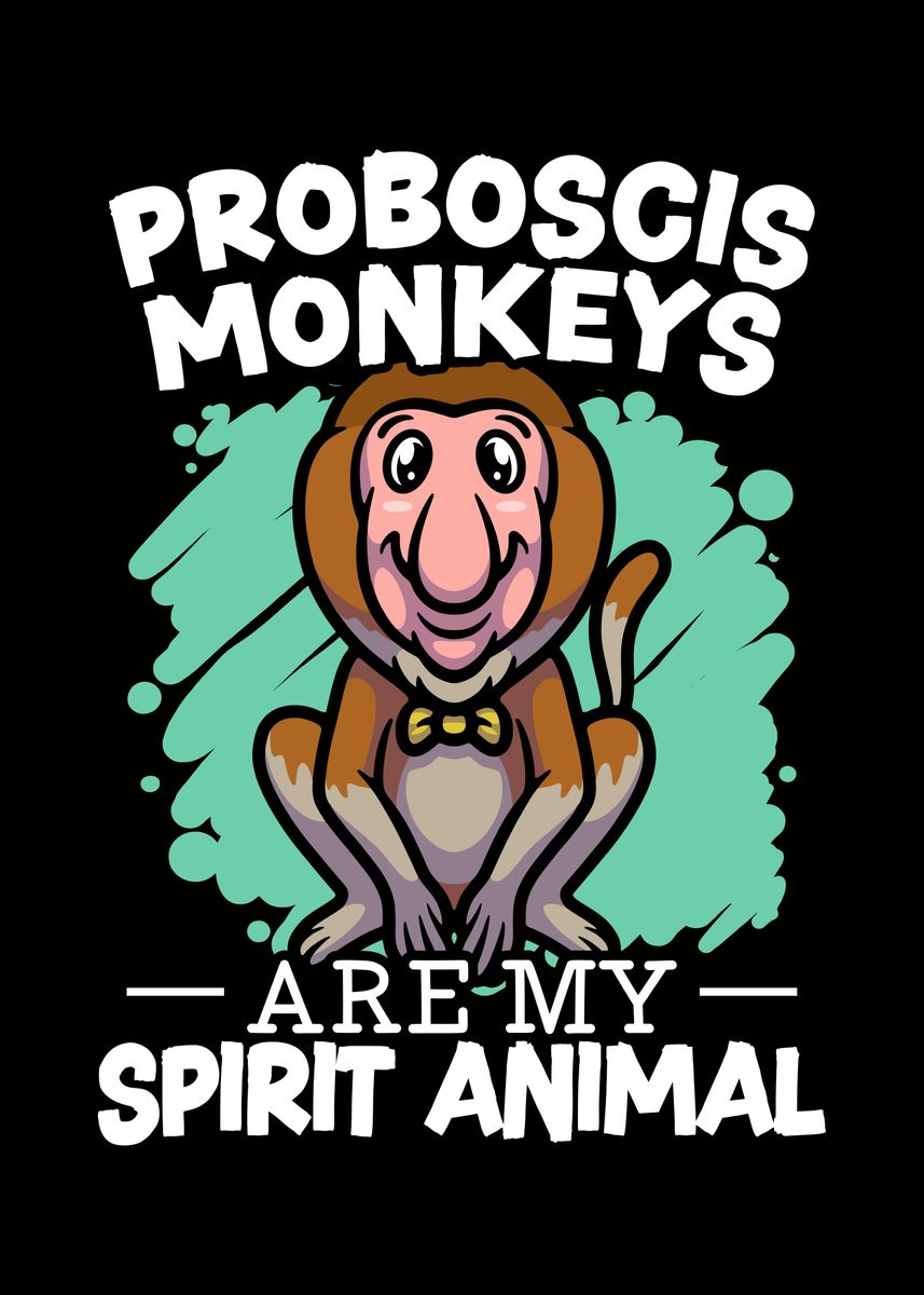 'Proboscis Monkey' Poster, picture, metal print, paint by NAO | Displate