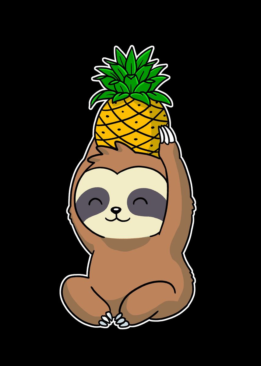 'Pineapple Sloth' Poster, picture, metal print, paint by CatRobot ...