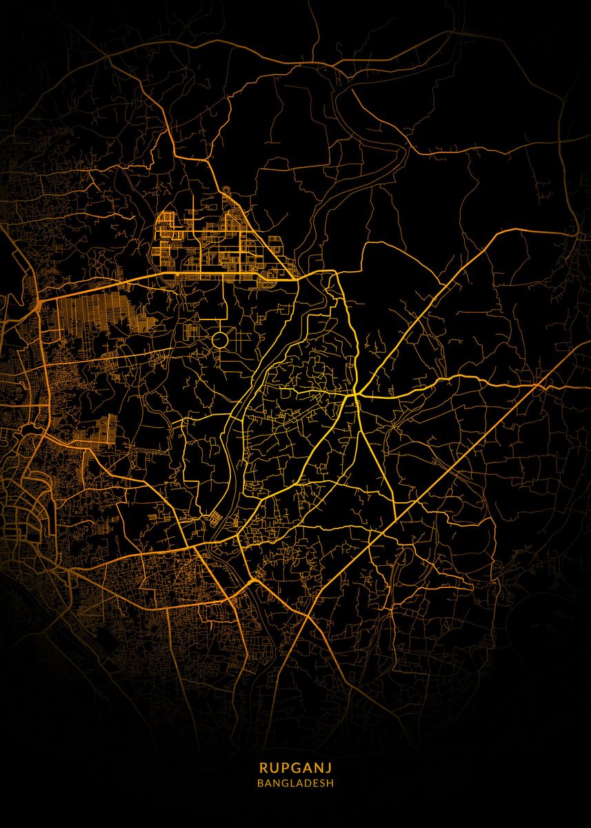 'Rupganj City Map Gold' Poster by Trulaf Design | Displate