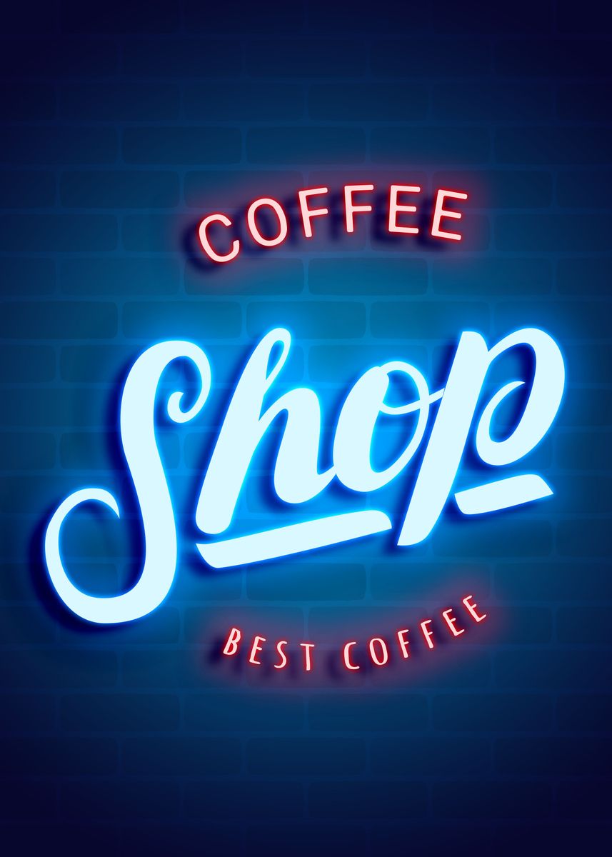 'coffee shop sign' Poster, picture, metal print, paint by dam art ...
