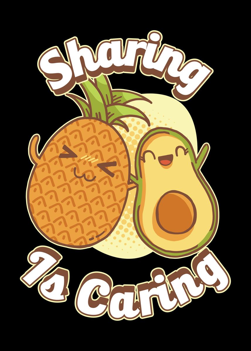 'Sharing Is Caring' Poster, picture, metal print, paint by CatRobot ...