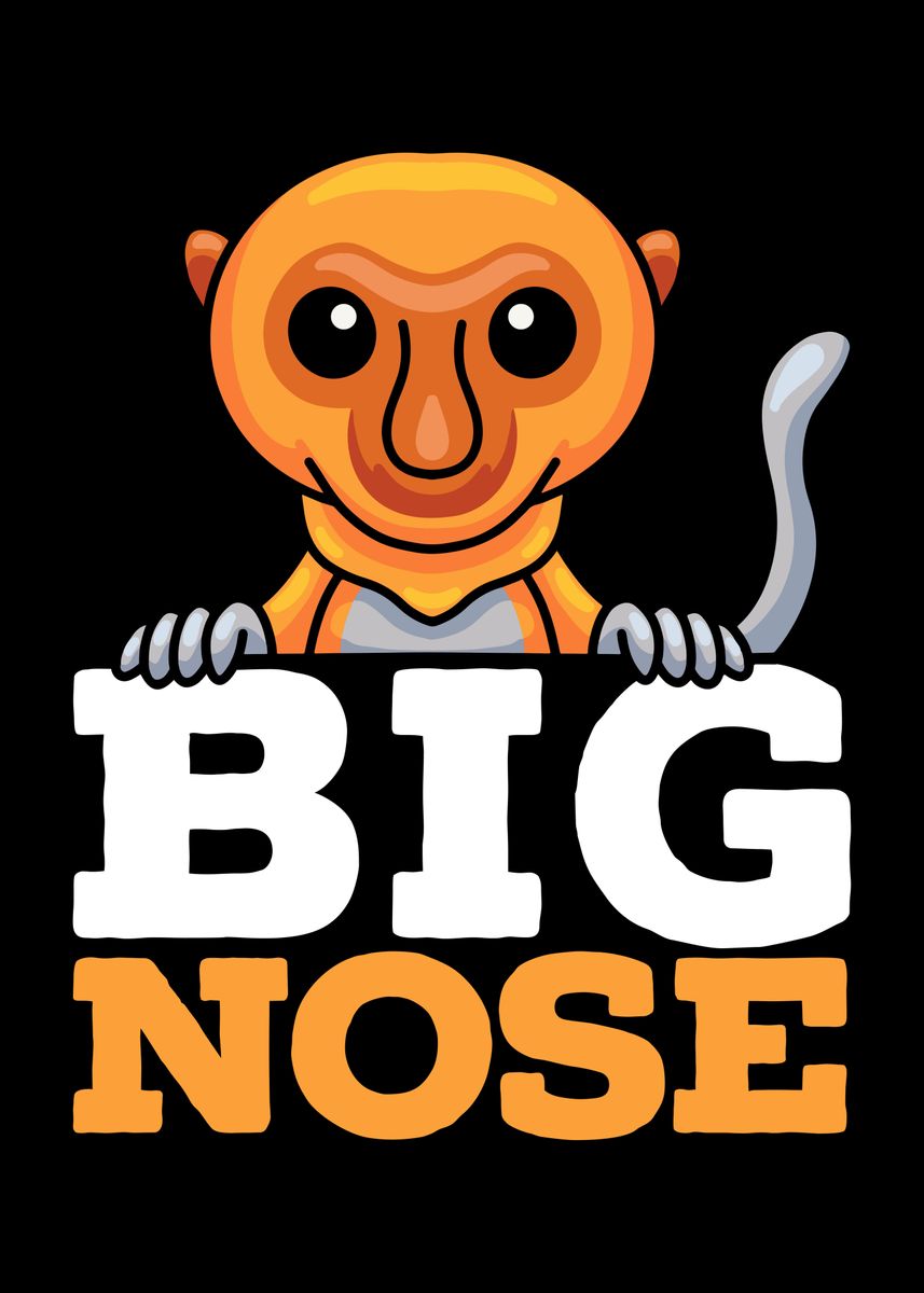 'Big Nose Proboscis Monkey' Poster, picture, metal print, paint by NAO ...