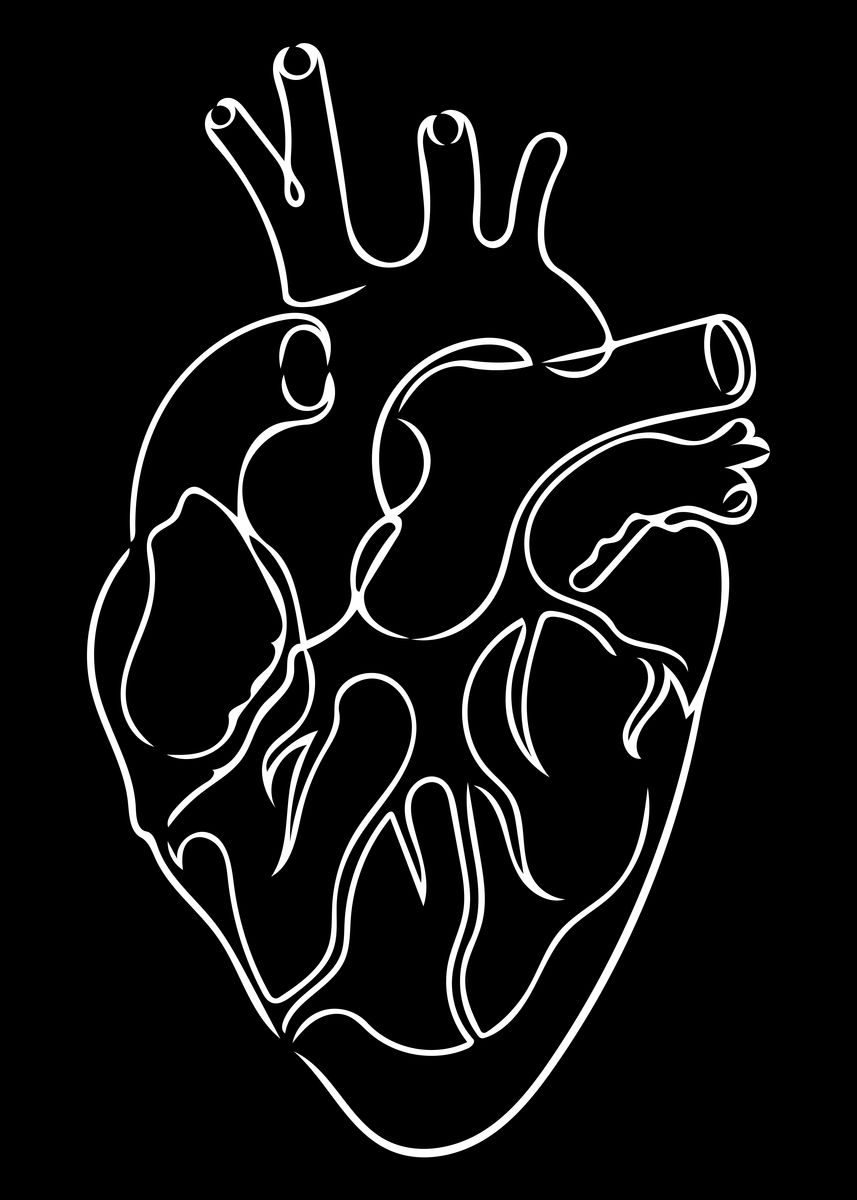 'Heart Line Art Minimal' Poster, picture, metal print, paint by Chris ...