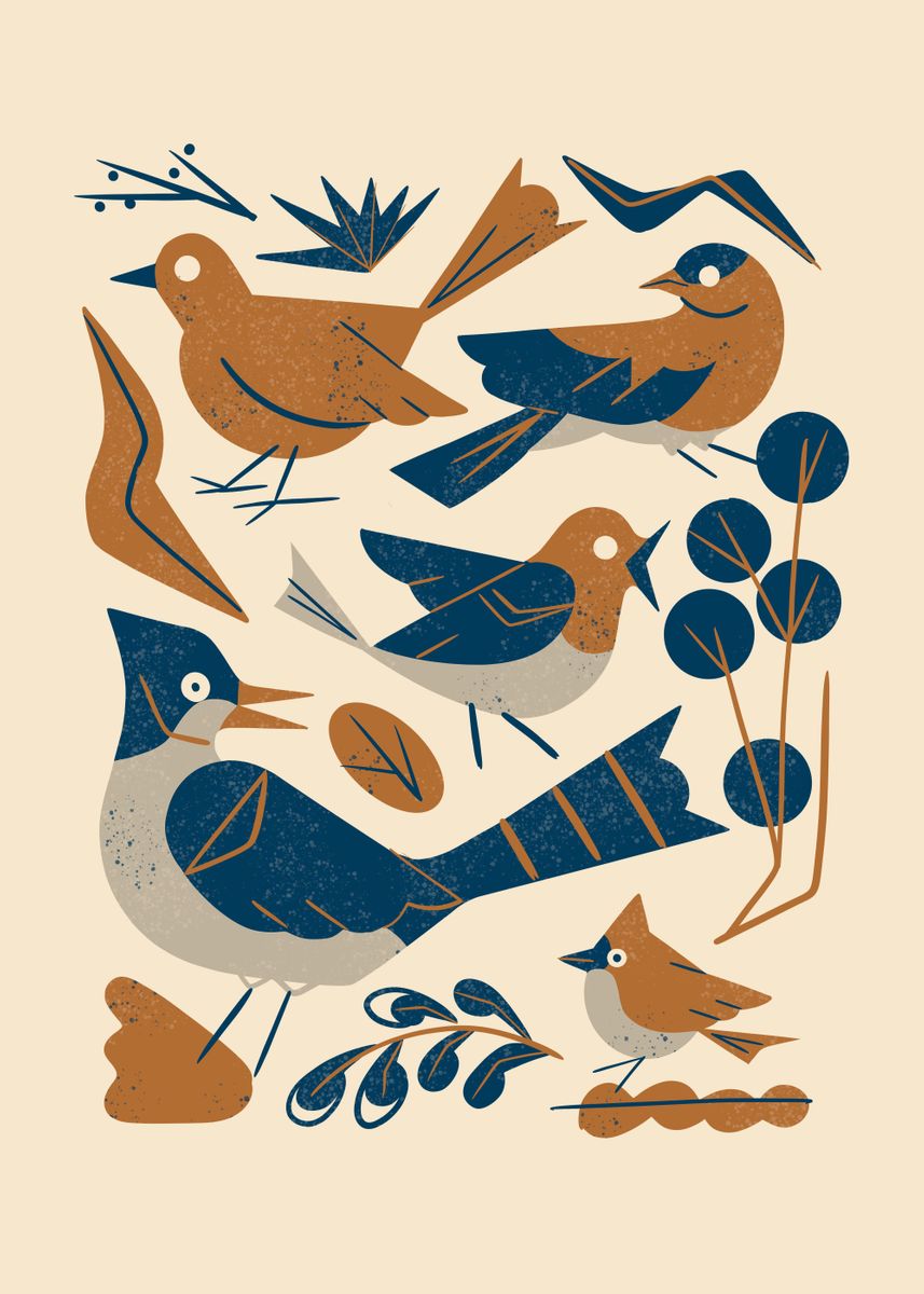 'Woodland Songbirds' Poster, picture, metal print, paint by Renea L ...