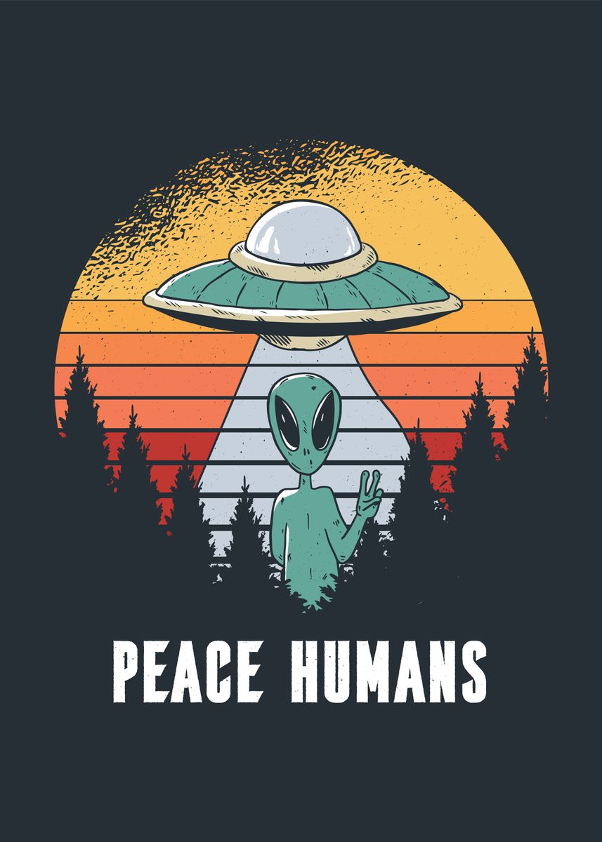 'Peace Humans' Poster, picture, metal print, paint by Izu | Displate