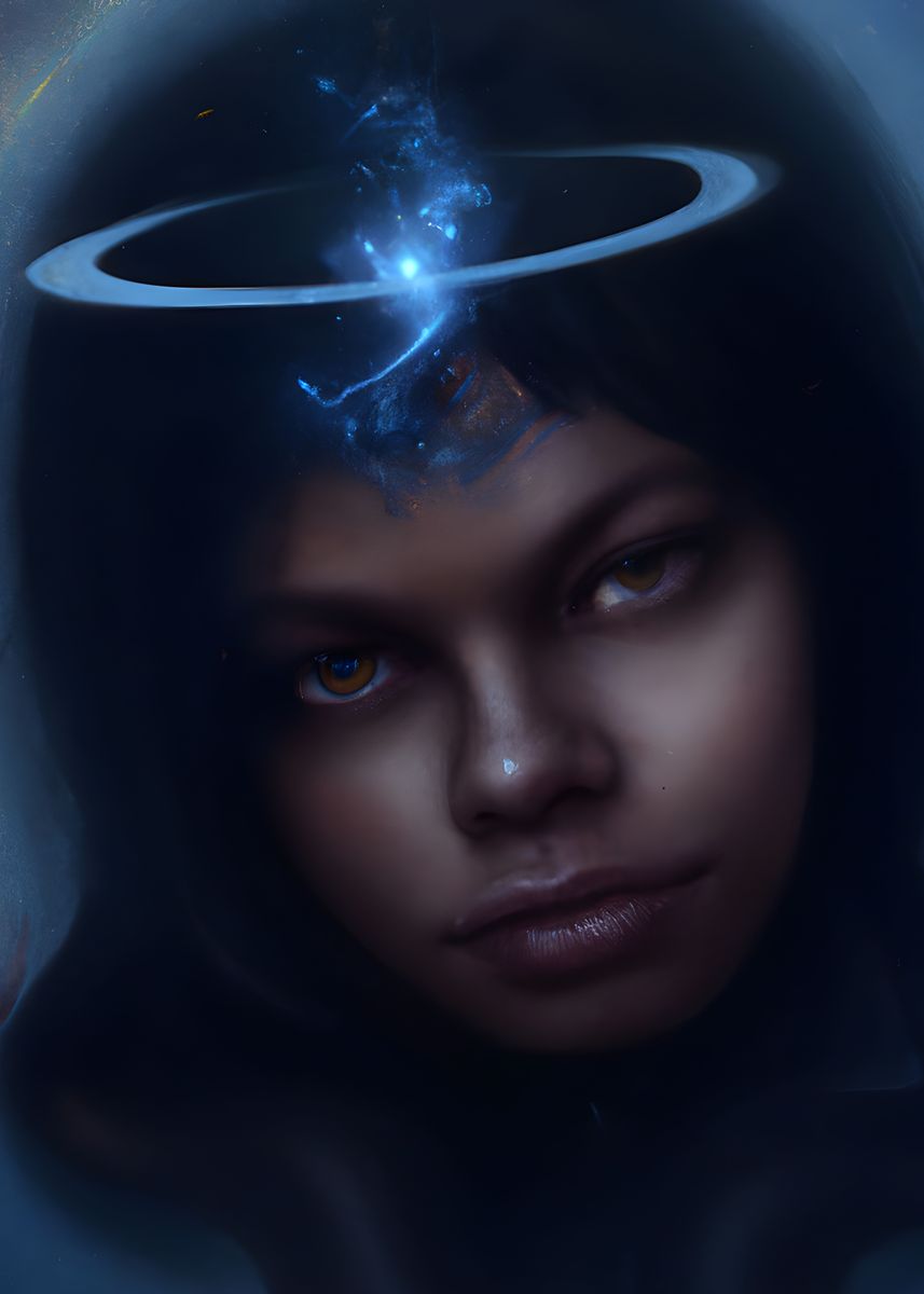 'Cosmos inside her head' Poster, picture, metal print, paint by ...