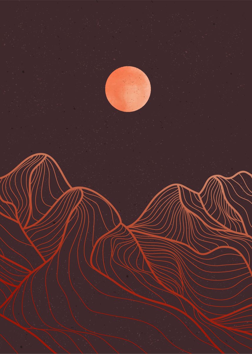 'Mountain and moon' Poster, picture, metal print, paint by UP Creative ...