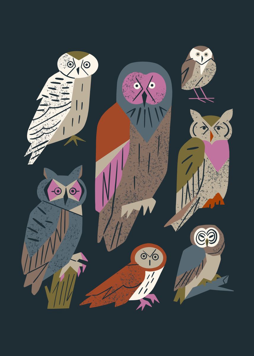 'Owl Friends' Poster, picture, metal print, paint by Renea L Thull ...