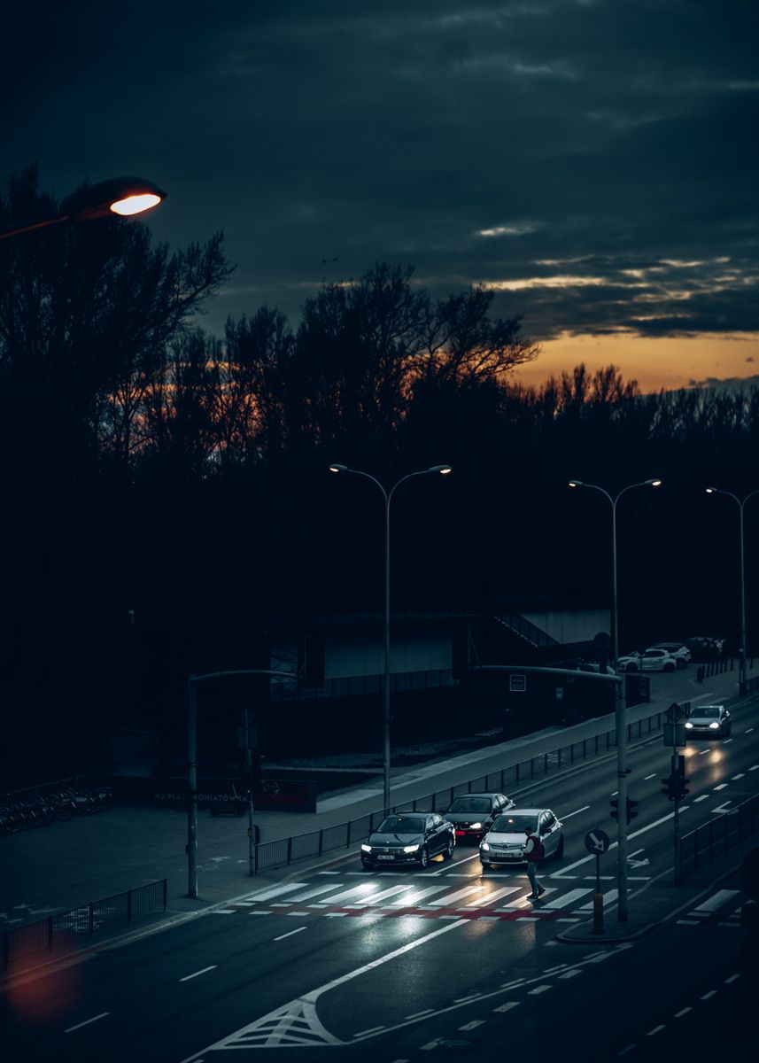 'Cars by night' Poster, picture, metal print, paint by Adam Stolarczyk ...