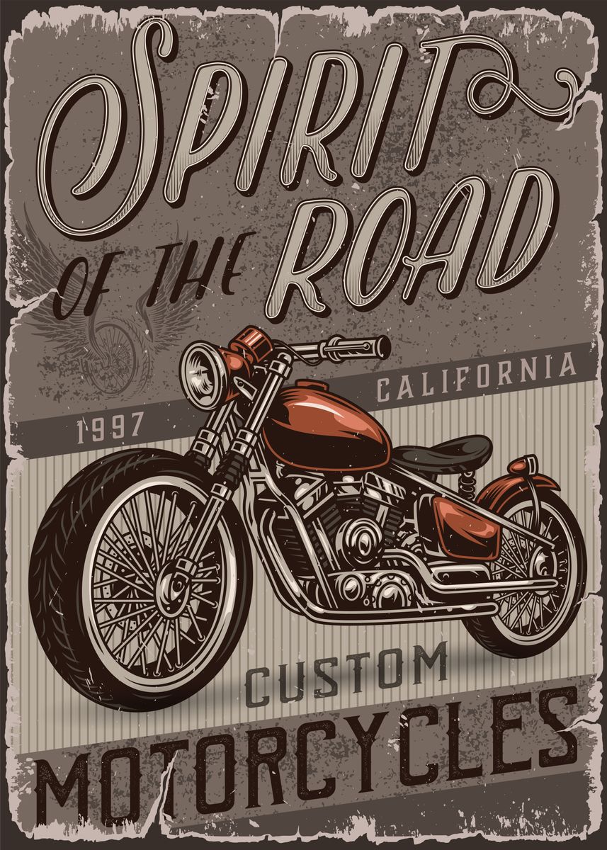 'Custom Motorcycles USA' Poster, picture, metal print, paint by ...