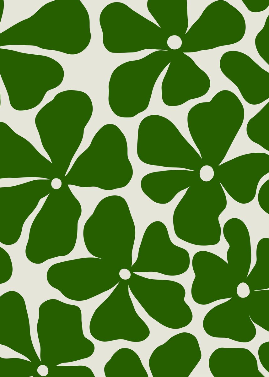 'Green Retro Floral Pattern' Poster, picture, metal print, paint by ...