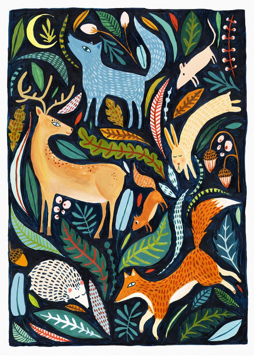 'Woodland Animals Print' Poster, picture, metal print, paint by ...